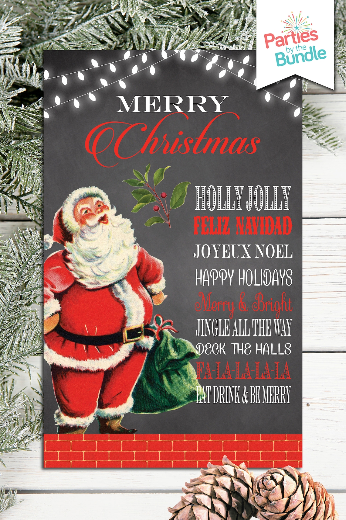 Santa Poster Set Retro Santa Printables Christmas | Etsy