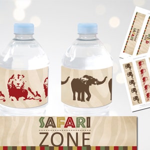 Safari Water Bottle Labels, Jungle Water Bottle Labels, Zoo Water ...