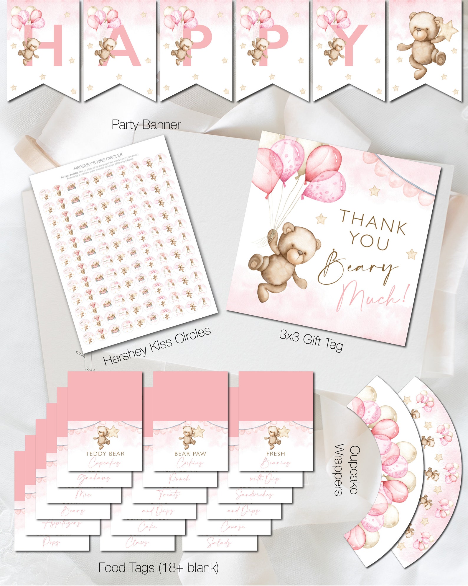 Teddy Bear Printable Birthday Party Bundle Party Pack Kit - Etsy