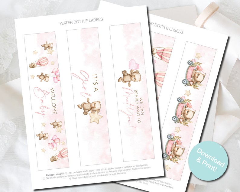 Teddy Bear Water Bottle Labels Printable Water Bottle | Etsy