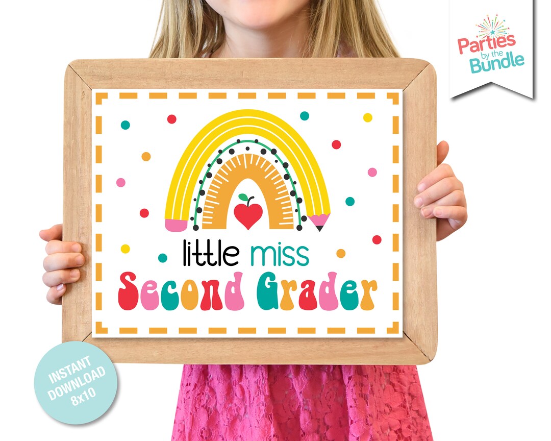 First Day of School Sign | Little Miss Second Grader Photo Prop | Back ...