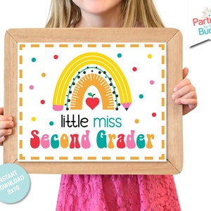 First Day of School Sign | Little Miss Second Grader Photo Prop | Back ...