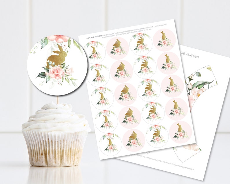 Easter Bunny Cupcake Toppers, Easter Printables, Easter Cupcake ...
