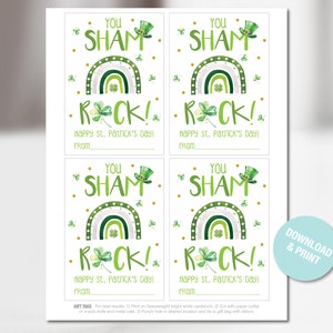 Printable St. Patrick's Day Gift Tag, Shamrock Rainbow Favor Tag ...