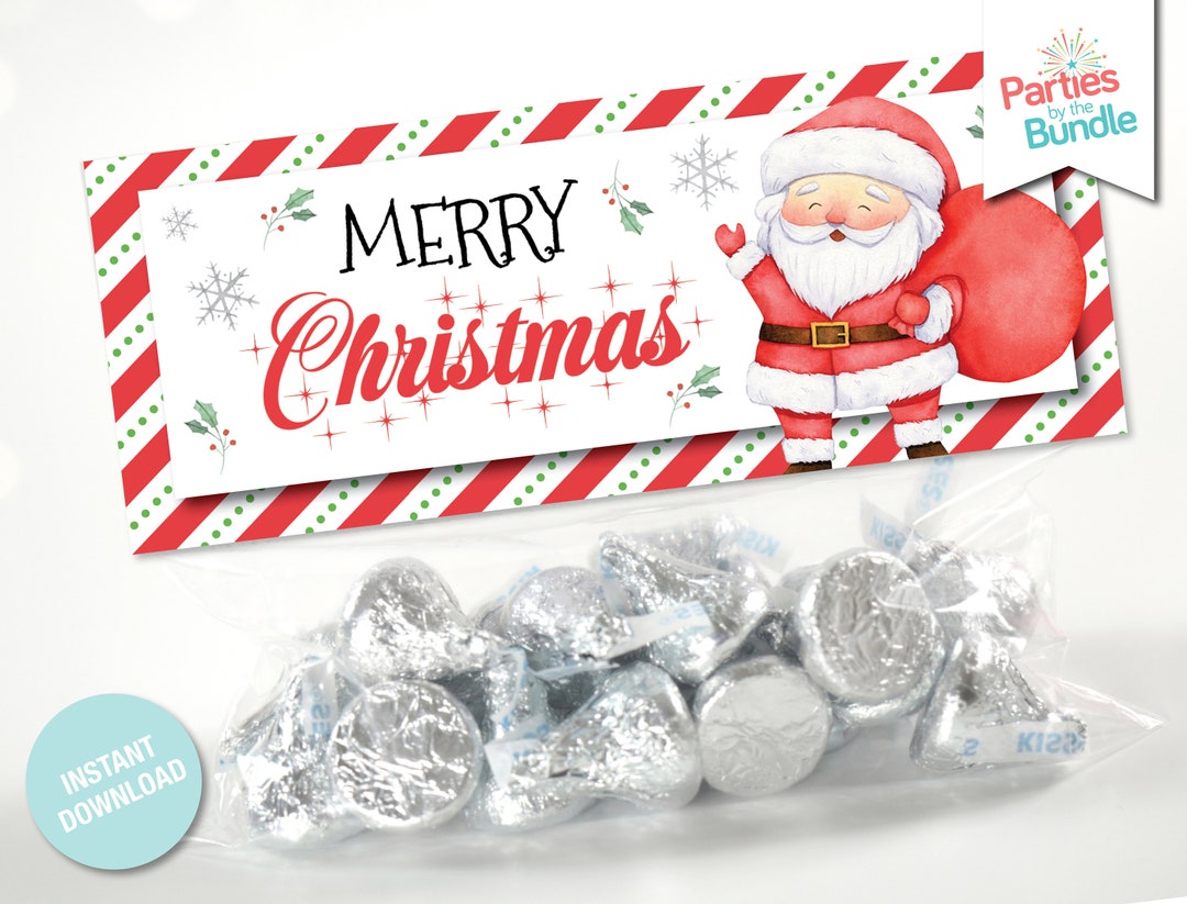 Santa Claus Treat Bag Toppers Christmas Treat Topper Holiday Party ...