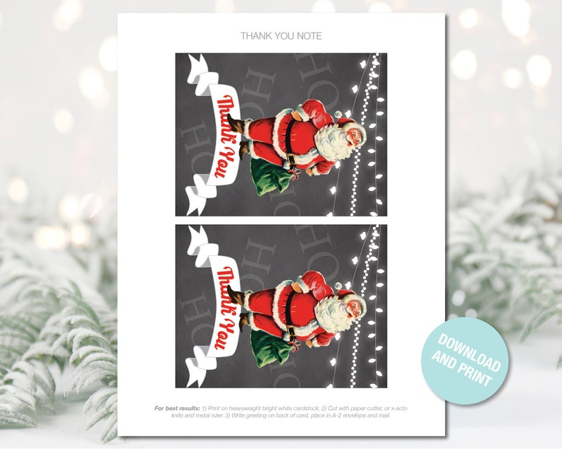Retro Santa Thank You Note Christmas Thank You Cards Holiday | Etsy