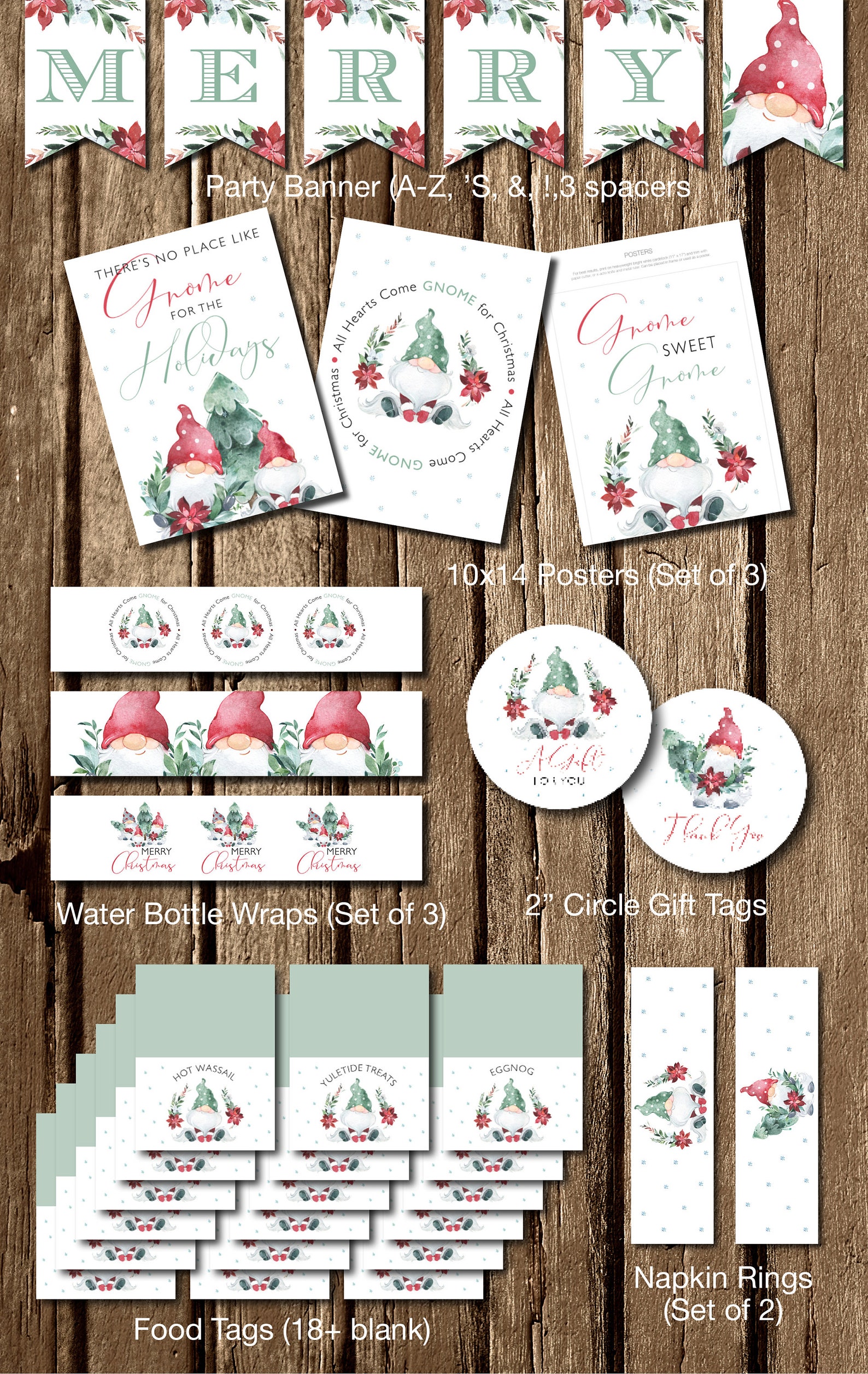 Gnome Decoration Kit Gnomes Christmas Printable Party Bundle - Etsy