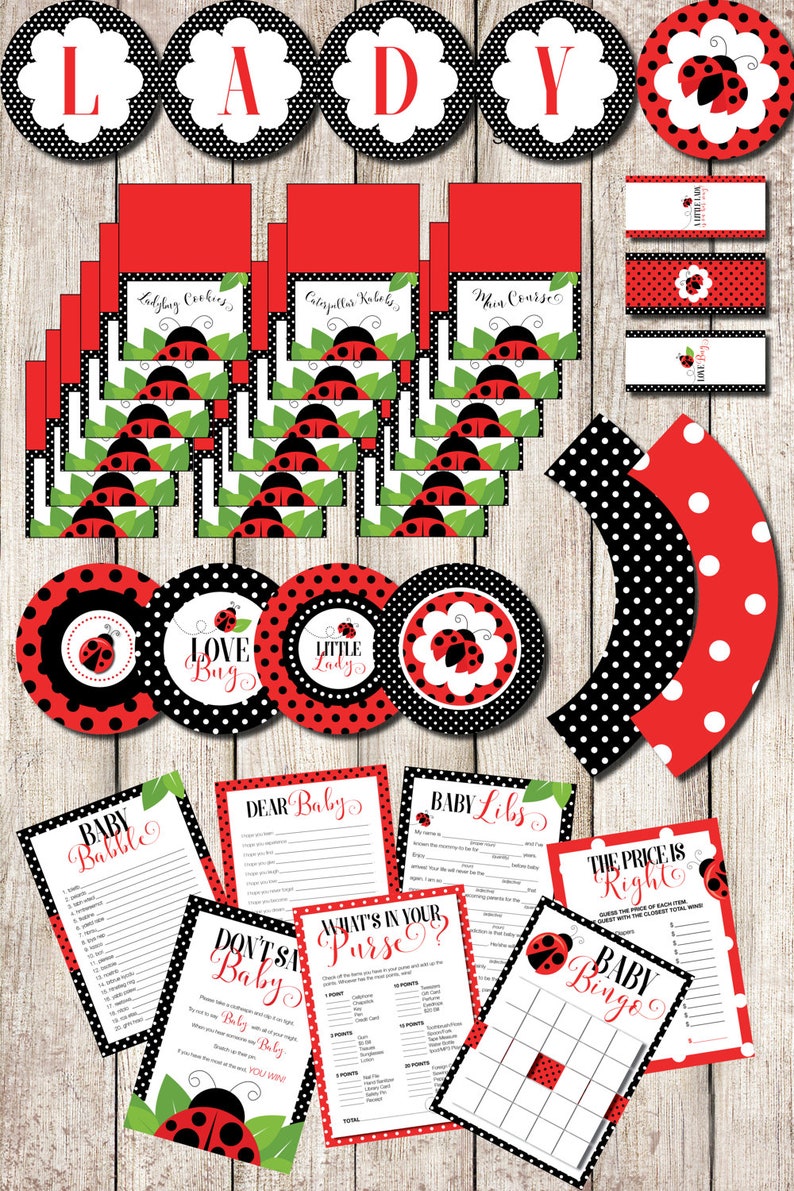 Ladybug Party Pack Kit Ladybug Printables Printable Party - Etsy