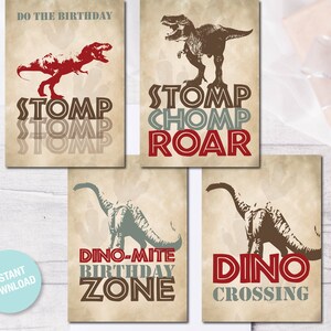 Dinosaur Birthday Party Decorations, Dinosaur Printables, Poster Set ...