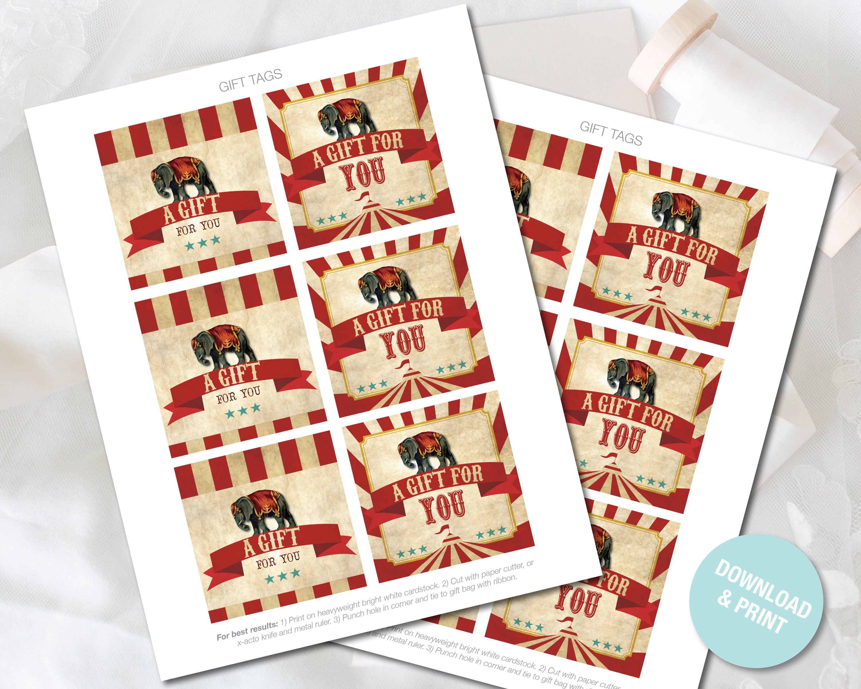 Circus Birthday Gift Tags Greatest Showman Printable Birthday Party ...