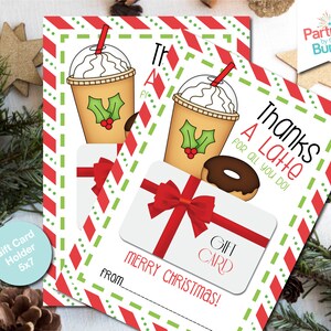 Thanks a Latte Employee Appreciation Printable Christmas Gift Card ...
