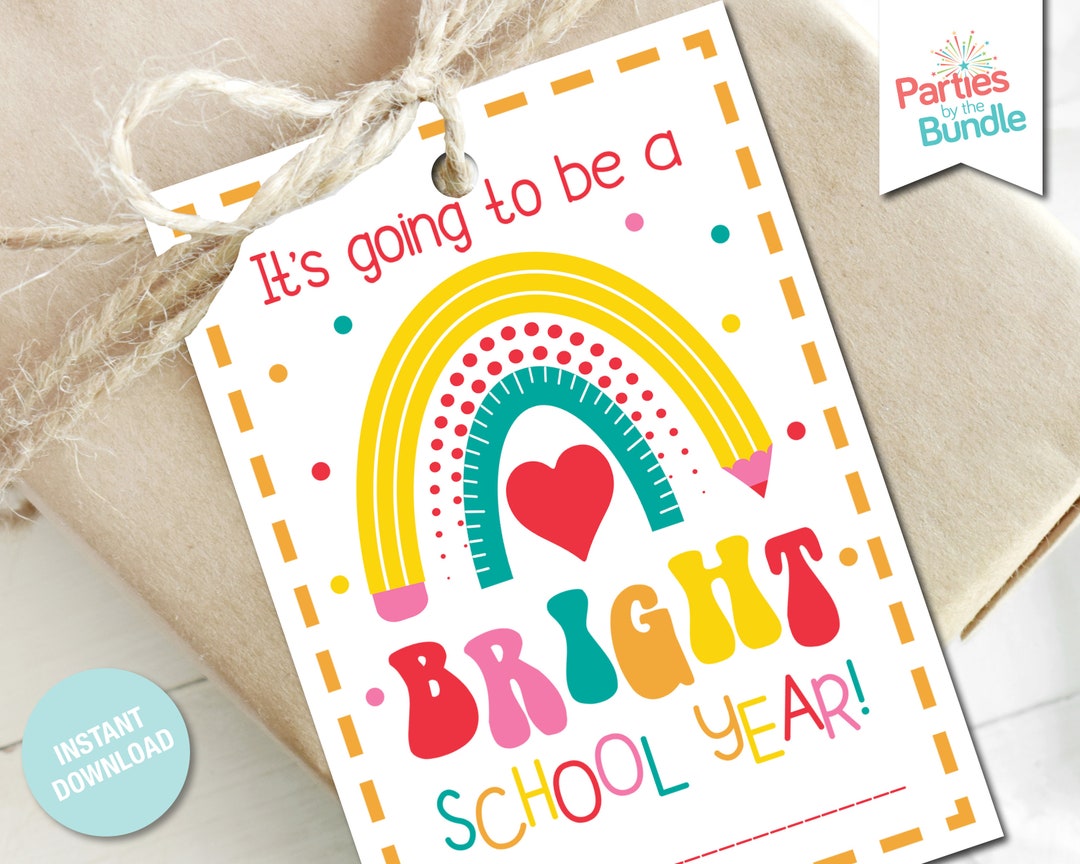 Bright School Year Gift Tag: Printable Back to School Favor (instant ...