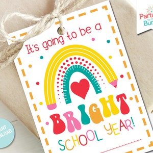 Bright School Year Gift Tag: Printable Back to School Favor (instant ...