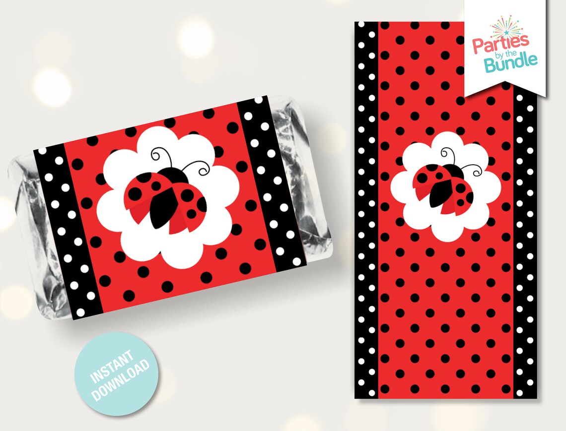 Ladybug Shower Favors, Ladybug Candy Bar Wrappers, Mini Candy Wrappers ...