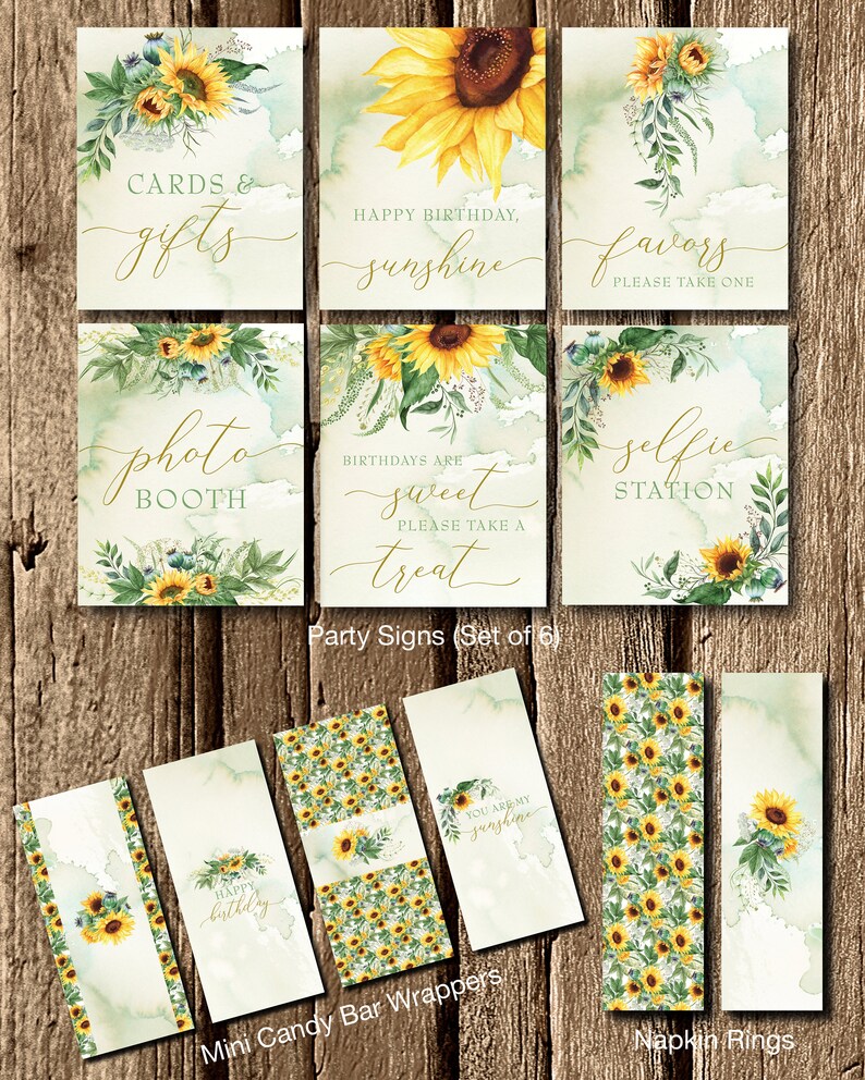 Sunflower Birthday Party Pack Kit Sunflower Printables | Etsy
