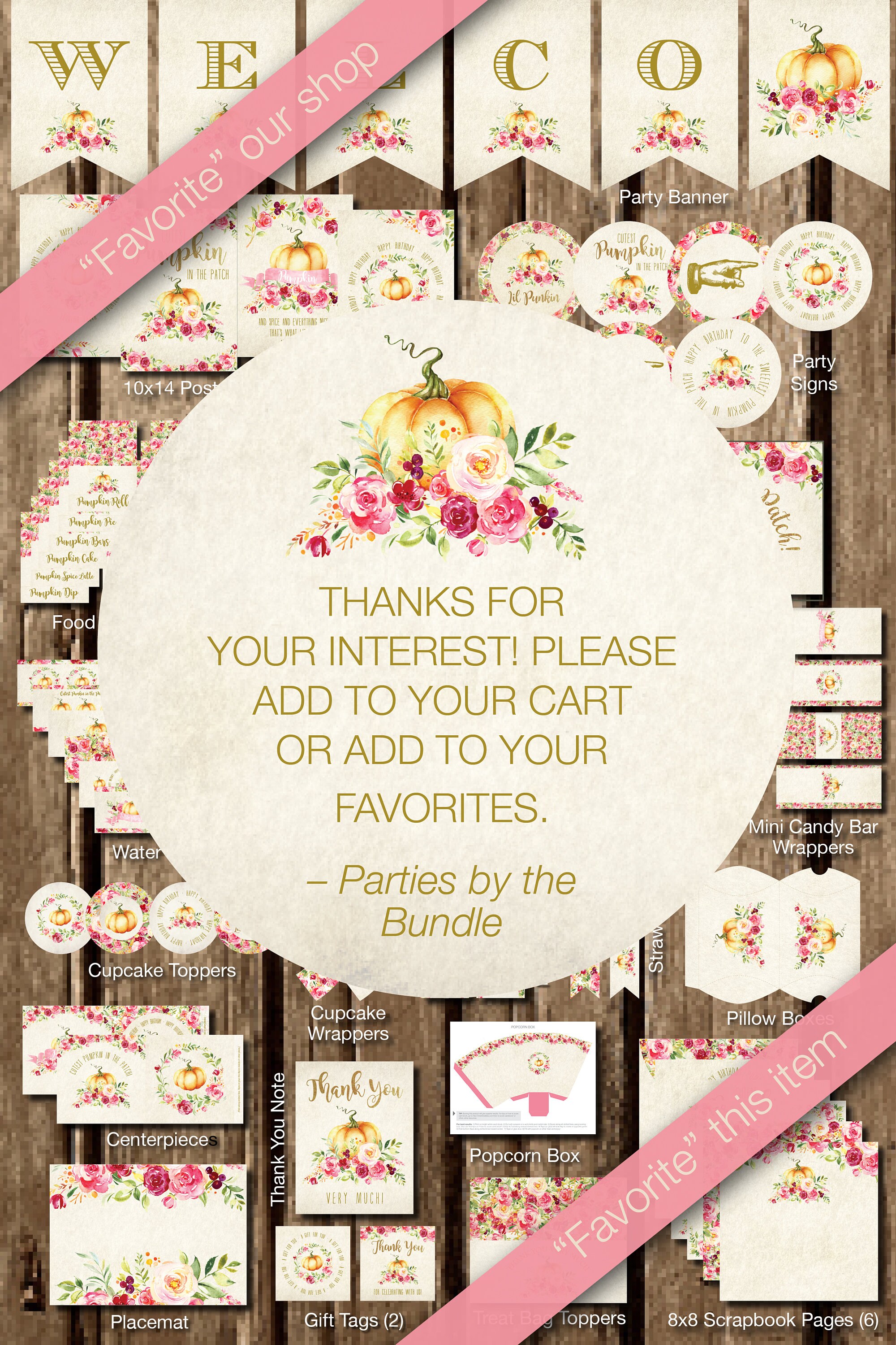 Pumpkin Birthday Decoration Kit Pink Printable Party Bundle | Etsy