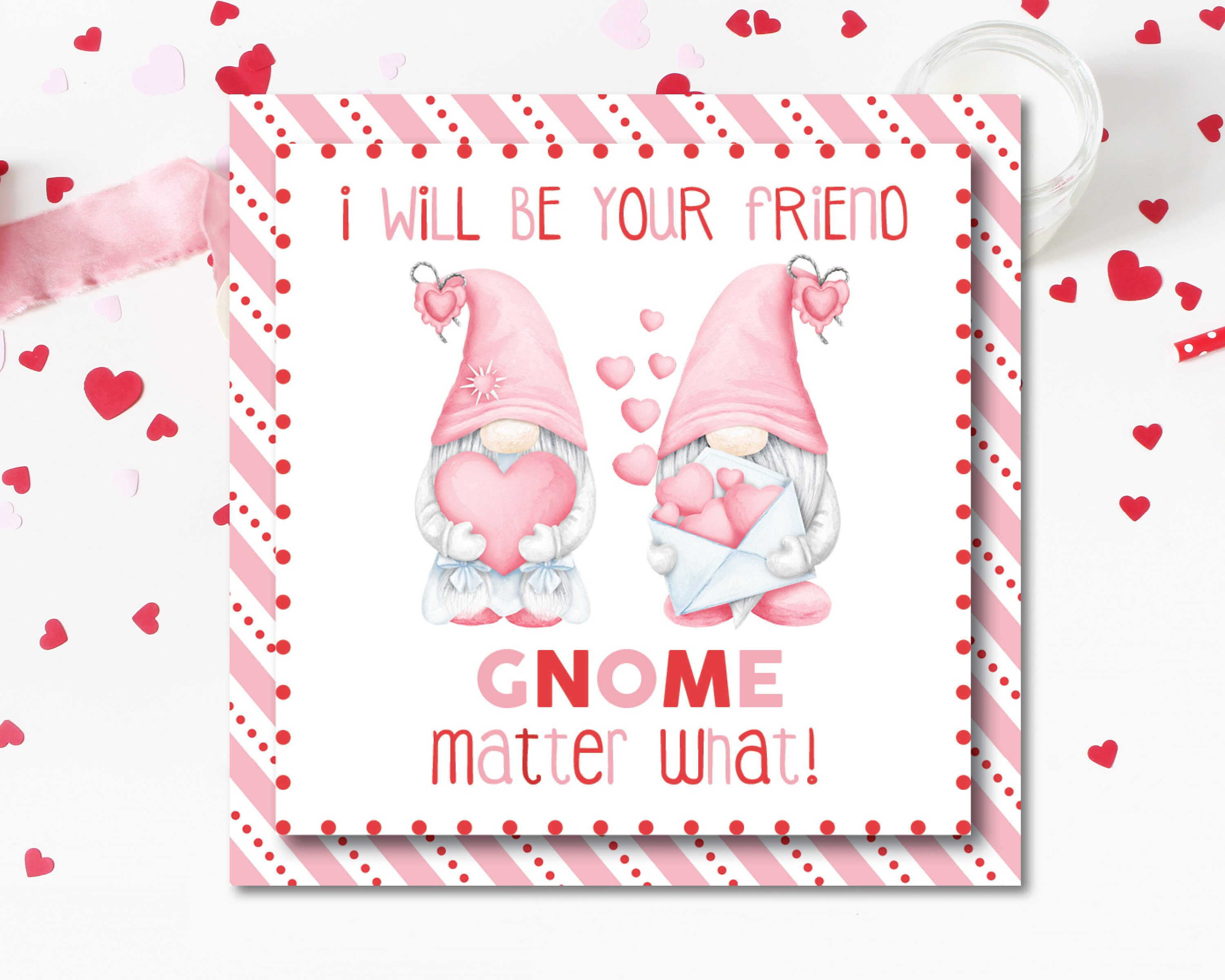 Printable Valentine's Day Gift Tag, Valentine's Favor Tag, Gnome ...