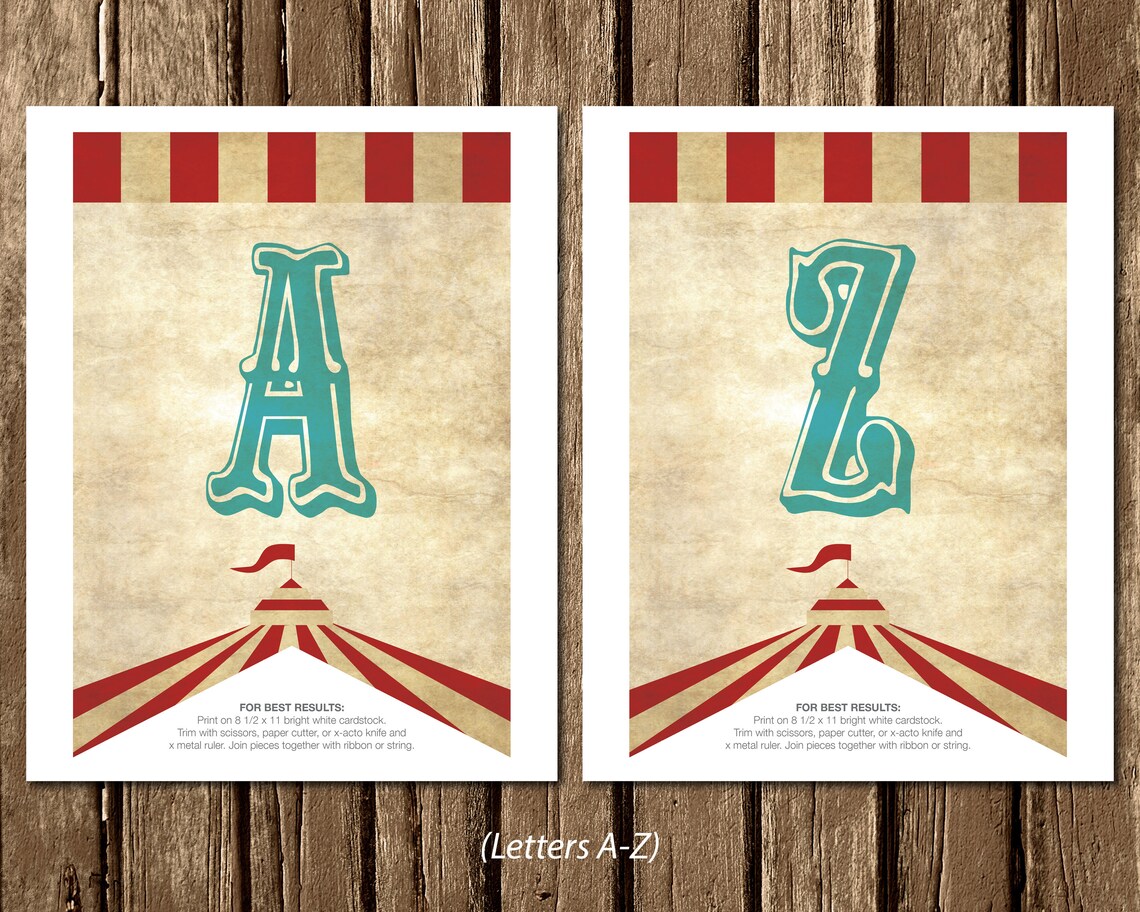 Circus Baby Shower Decorations Party Banner A-Z Vintage | Etsy