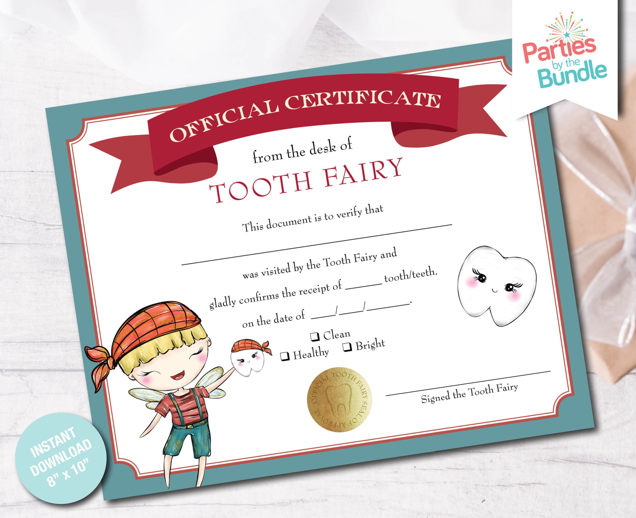 Certificado de hada de los dientes para niño, recibo de hada de los ...