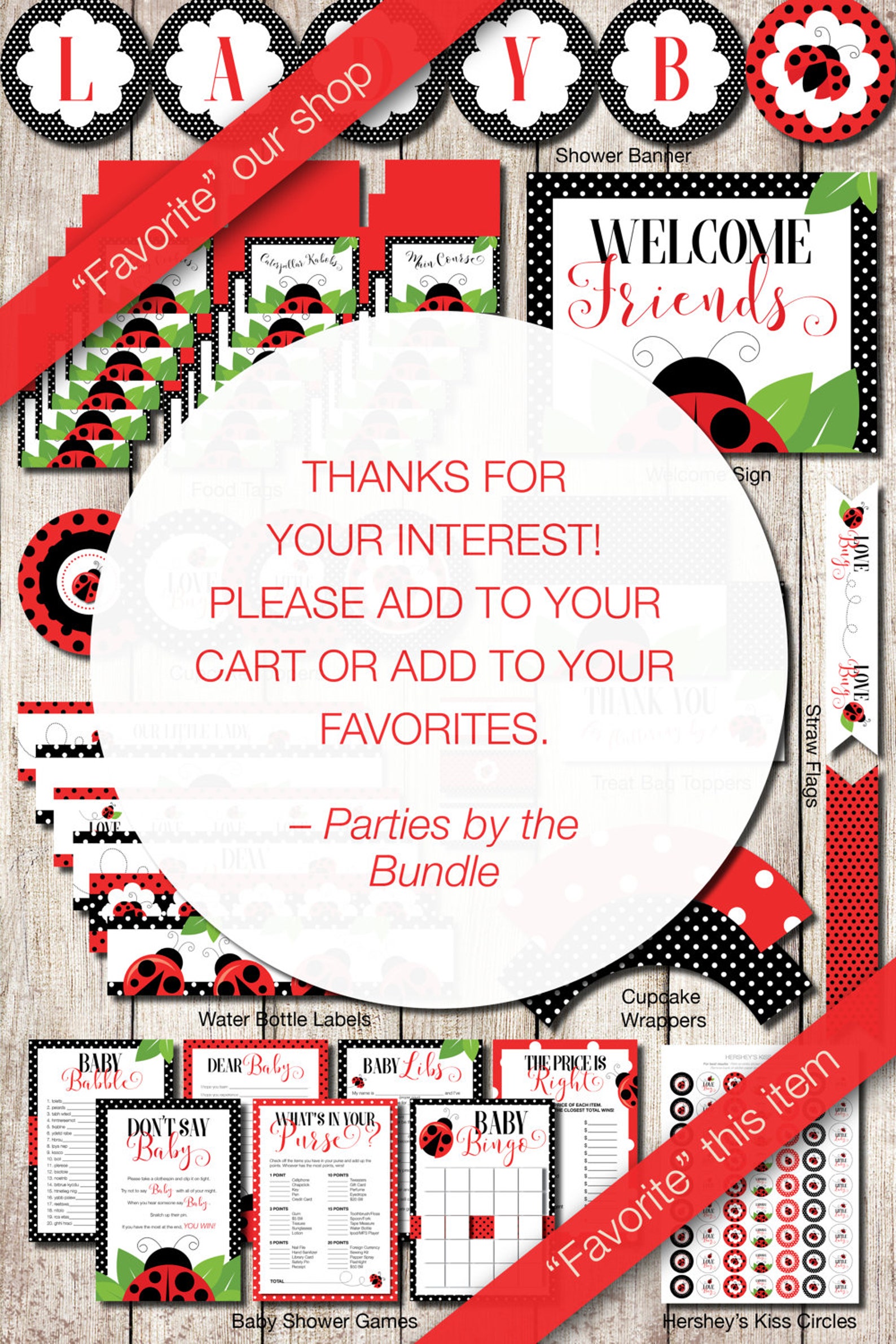 Ladybug Party Pack Kit Ladybug Printables Printable Party - Etsy