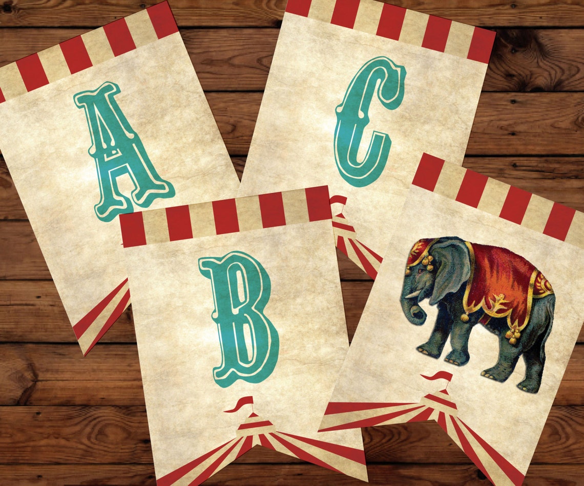 Circus Baby Shower Decorations Party Banner A-Z Vintage | Etsy