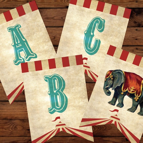 Circus Happy Birthday Garland Bunting Banner Printable - Etsy