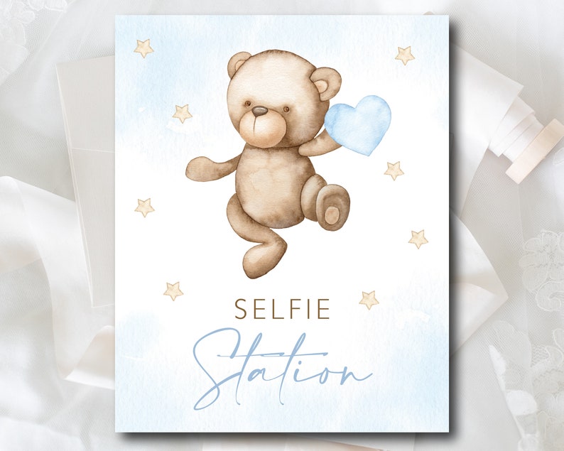 Teddy Bear Baby Shower Table Signs Blue Teddy Bear - Etsy