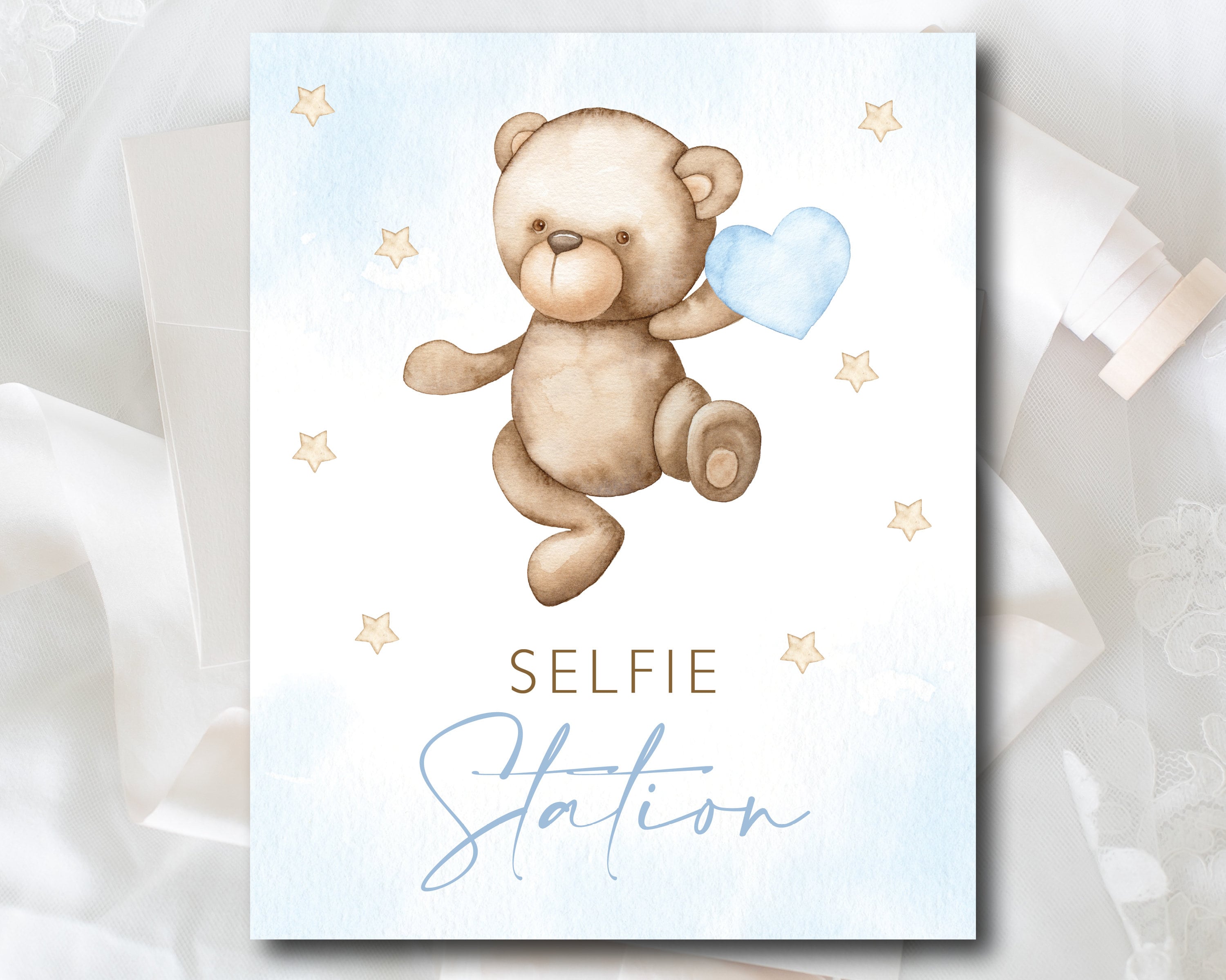 Teddy Bear Baby Shower Table Signs Blue Teddy Bear | Etsy