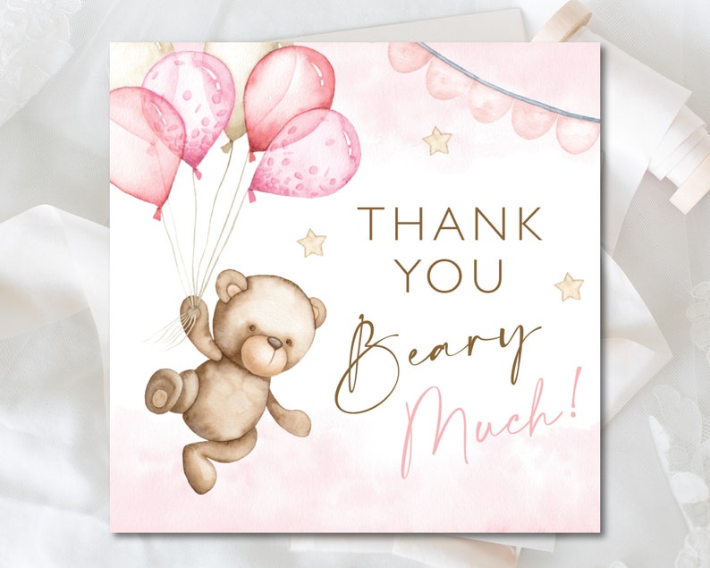 Teddy Bear Gift Tags, Teddy Party Printables, Thank You Tags, Favor ...