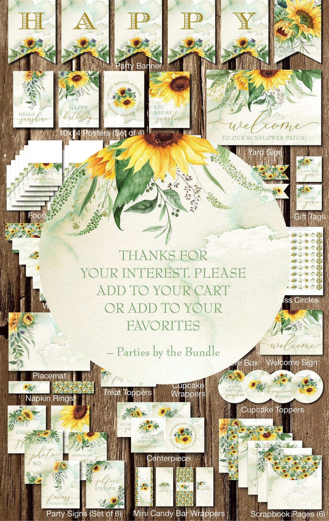 Sunflower Birthday Party Pack Kit Little Sunflower Party - Etsy