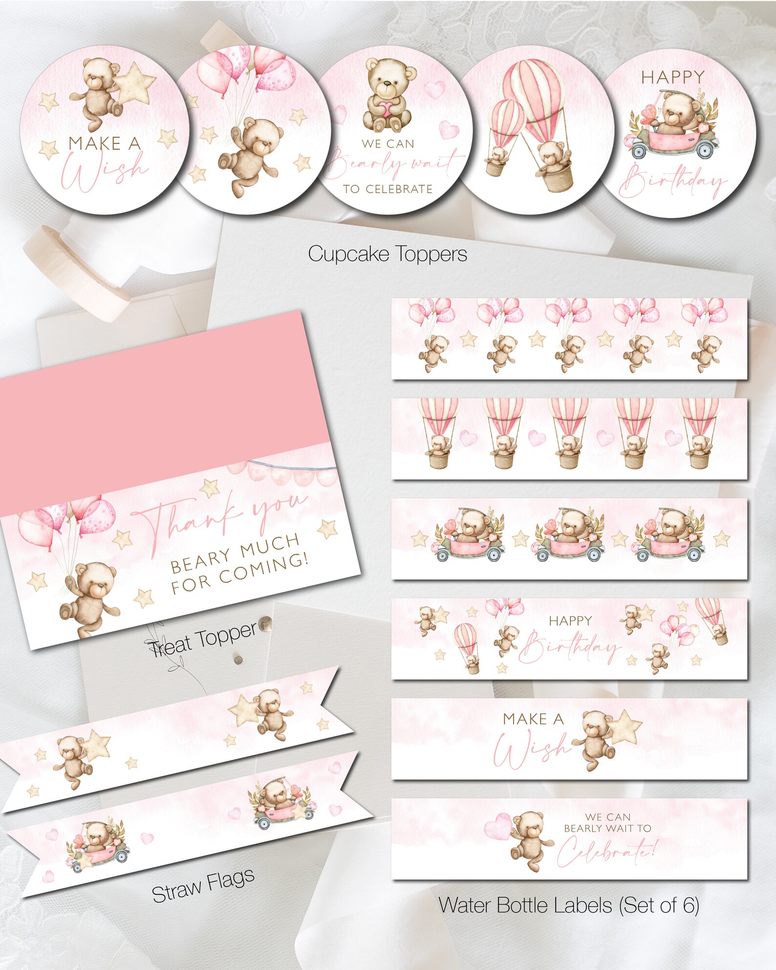 Teddy Bear Printable Birthday Party Bundle Party Pack Kit - Etsy