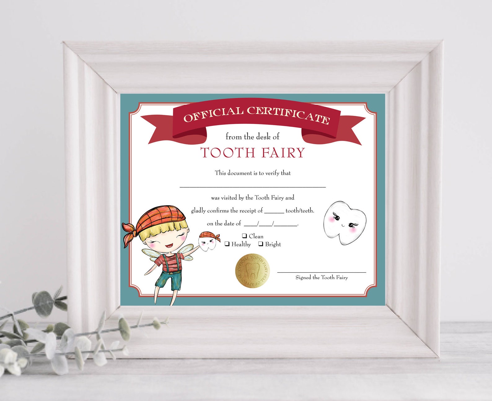 Tooth Fairy Certificate for Boy Tooth Fairy Receipt Lost - Etsy
