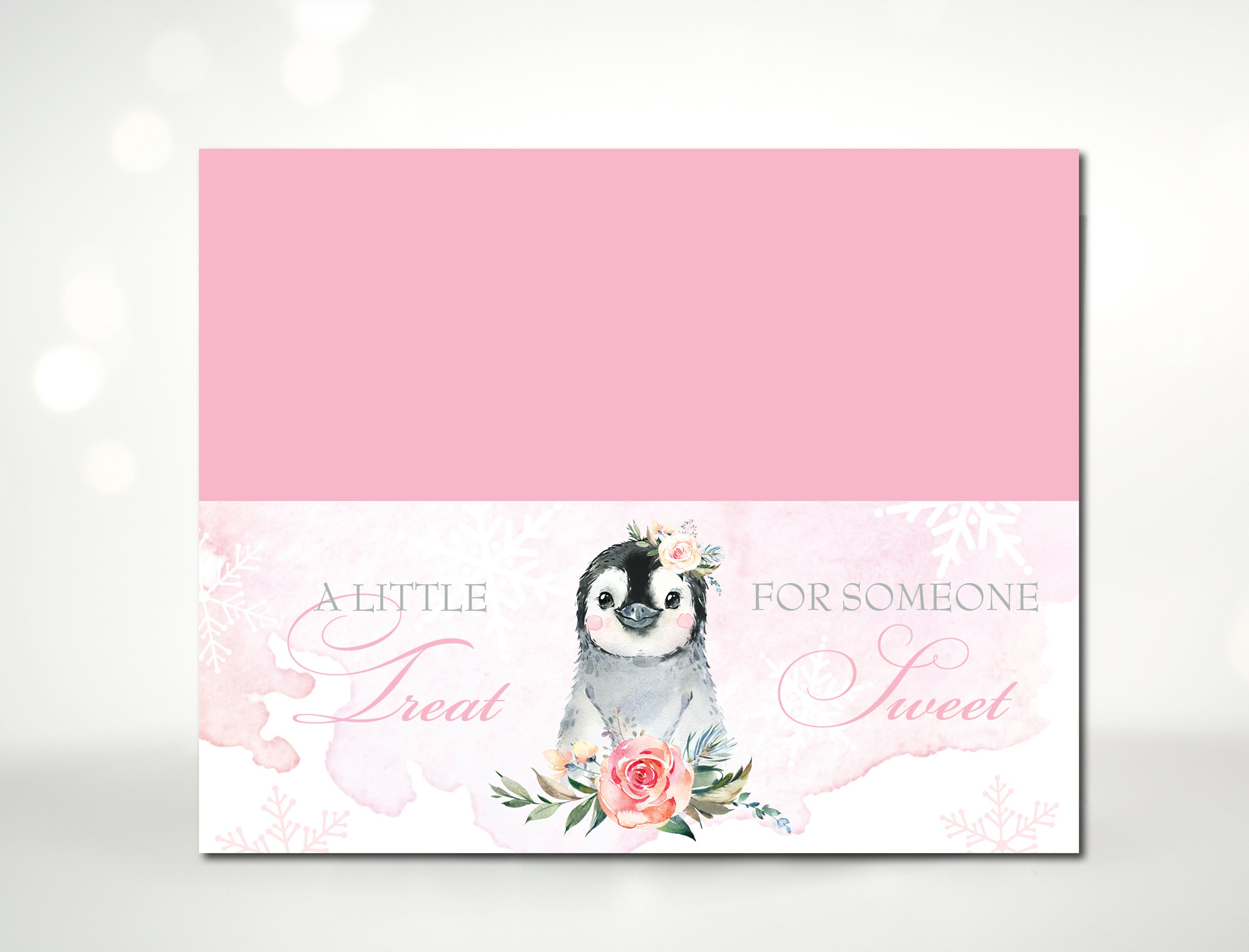 Pink Penguin Treat Toppers Baby Penguin Winter Baby Shower - Etsy
