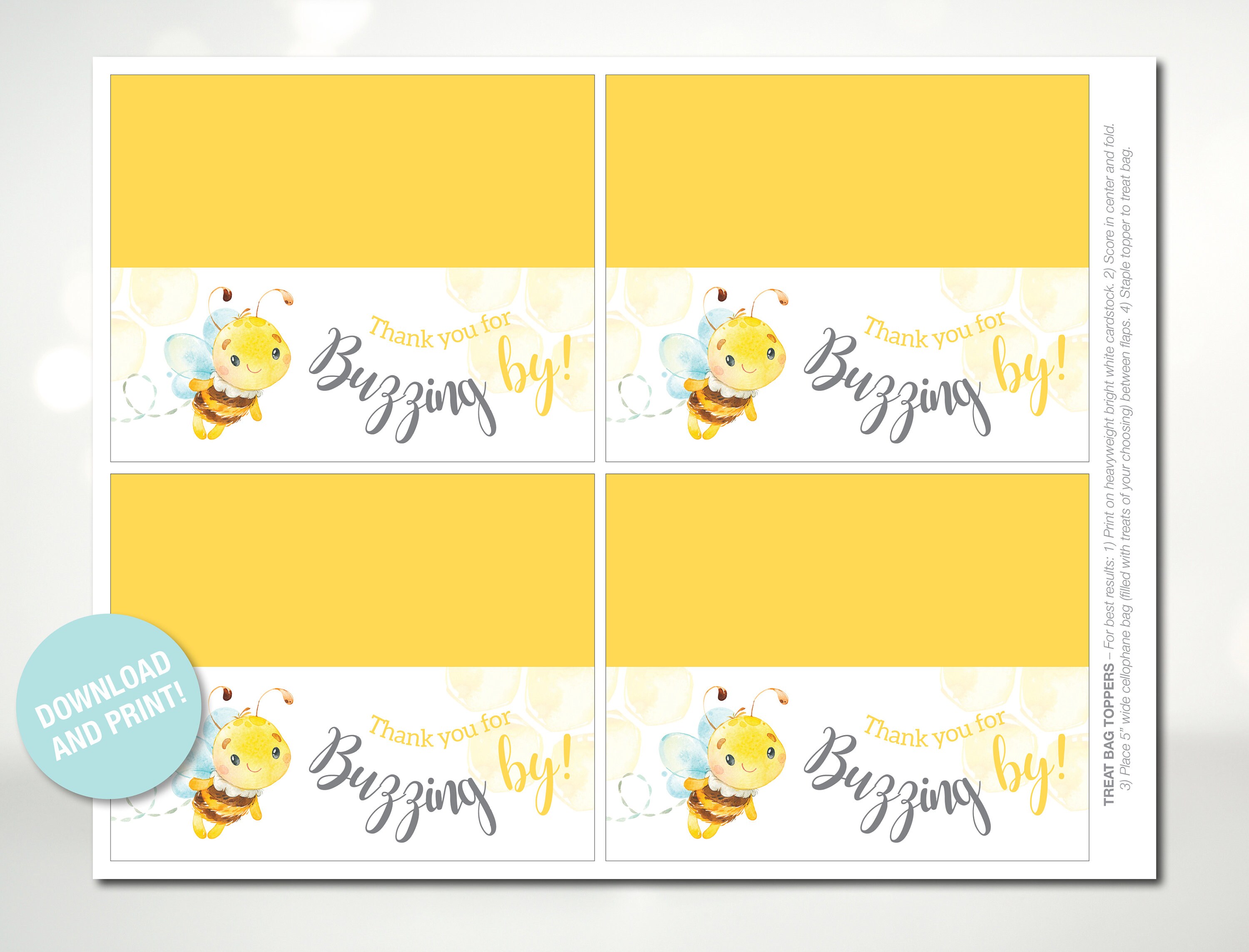 Bee Birthday Treat Bag Toppers: Bee-day Party Favors (INSTANT DOWNLOAD ...