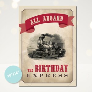 Vintage Train Birthday Party Printables, Poster Set, Train Party Decor ...