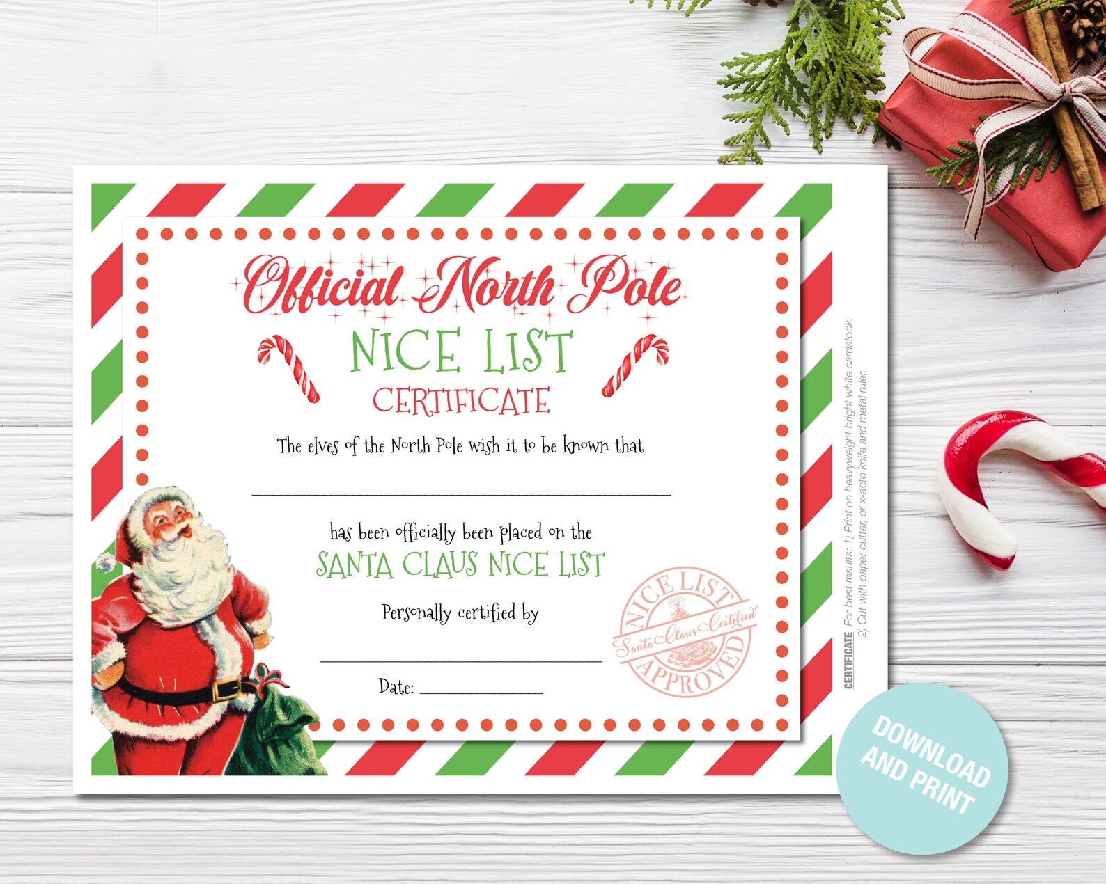 Official Santa Claus Nice List Certificate Letter From Santa - Etsy