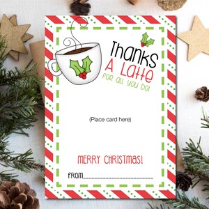Thanks a Latte Employee Appreciation Printable Christmas Gift Card ...