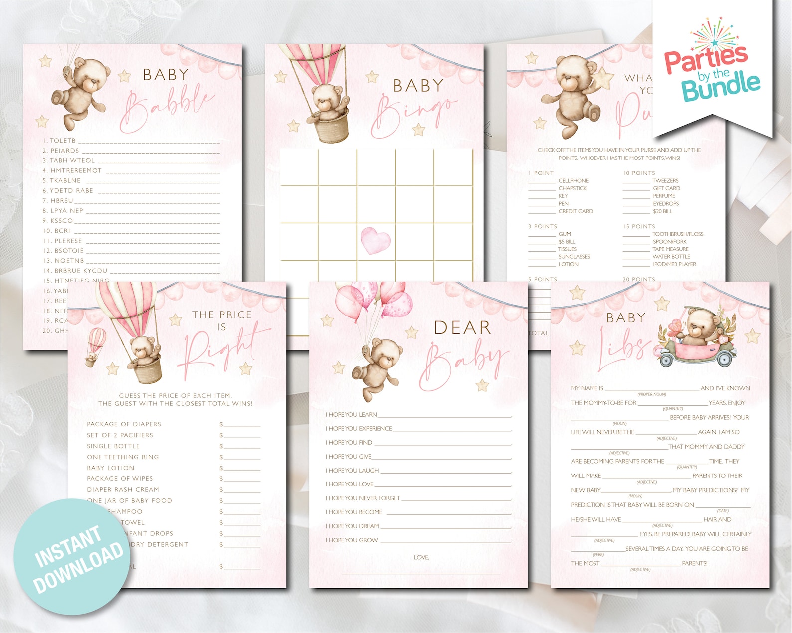 Teddy Bear Baby Shower Games Printable Game Cards Baby - Etsy