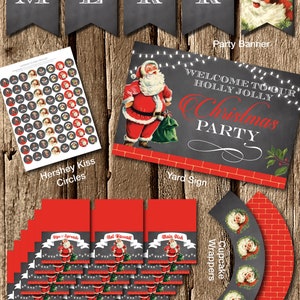 Retro Santa Decoration Kit Christmas Printable Party Bundle, Vintage ...