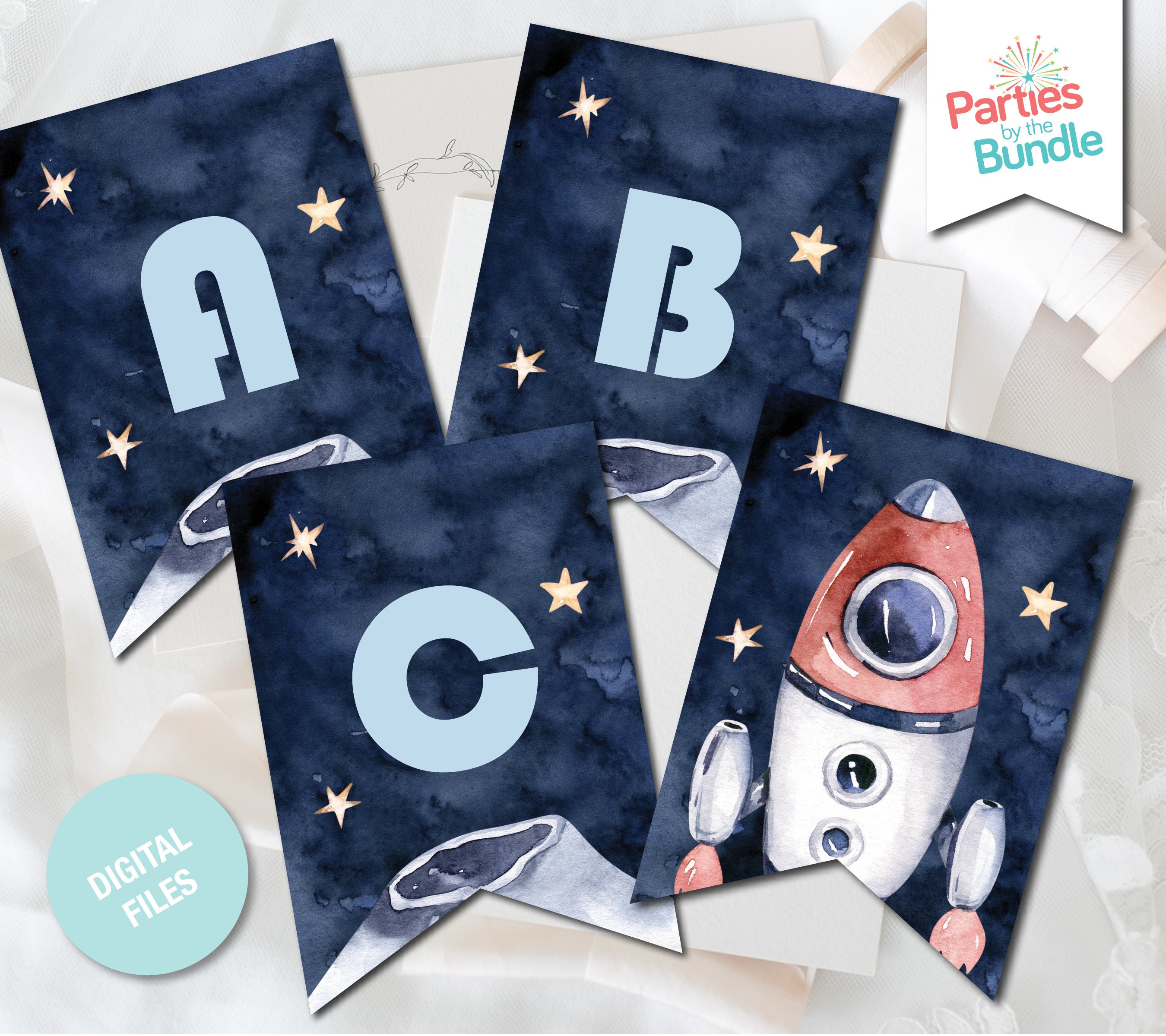 Outer Space Planets Party Banner Banner Bunting Party - Etsy