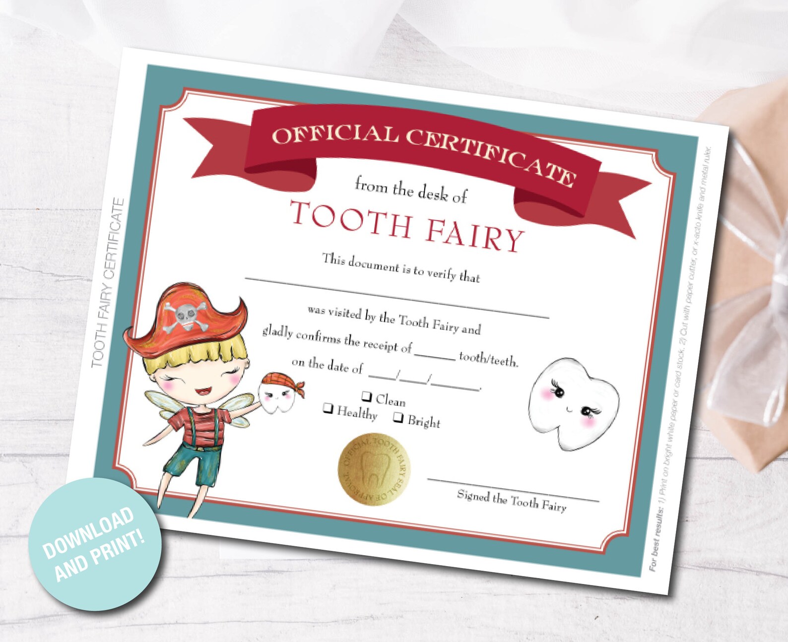 Tooth Fairy Certificate for Boy Tooth Fairy Receipt Lost - Etsy