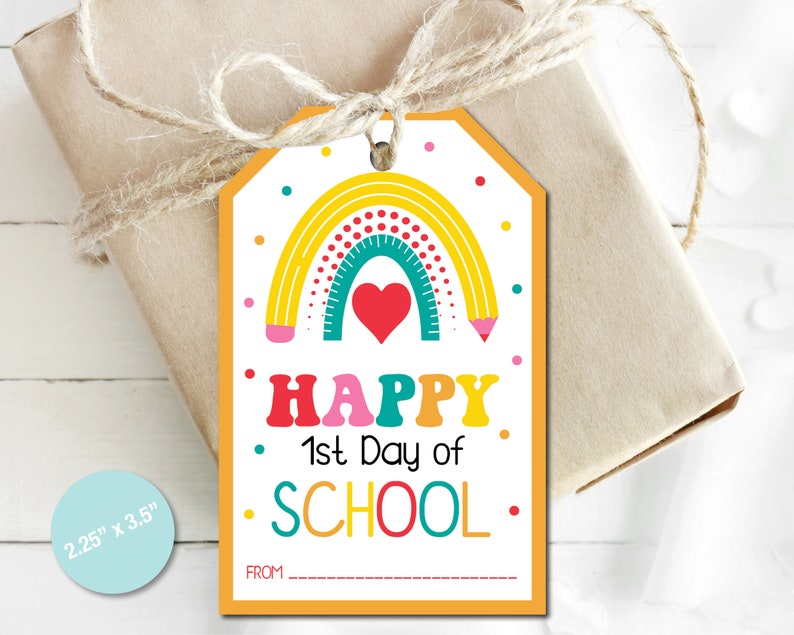 Back to School Gift Tag: Happy First Day Printable (instant Download ...