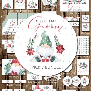 Gnome Decoration Kit Gnomes Christmas Printable Party Bundle - Etsy