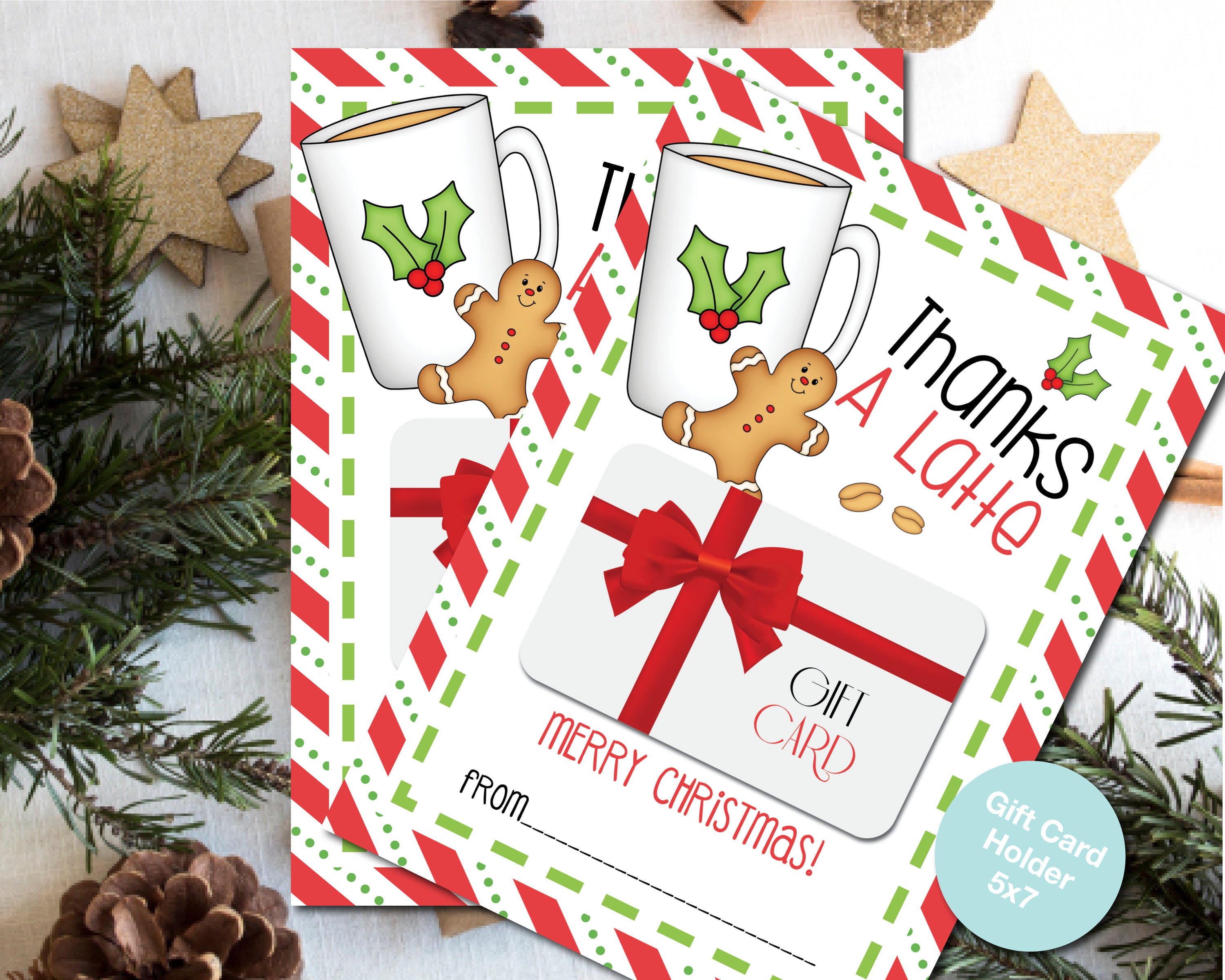 Thanks a Latte Employee Appreciation Printable Christmas Gift Card ...