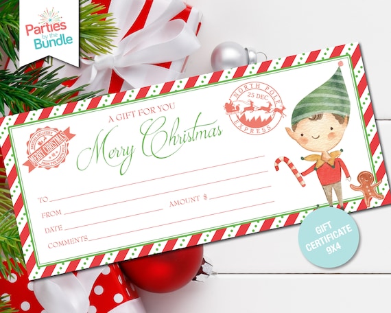 Printable Christmas Gift Certificate Elf Gift Voucher Gift | Etsy