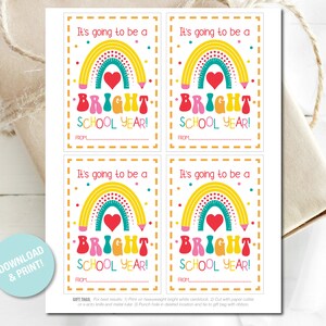 Bright School Year Gift Tag: Printable Back to School Favor (instant ...