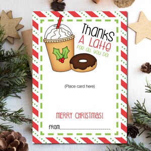Thanks a Latte Employee Appreciation Printable Christmas Gift Card ...