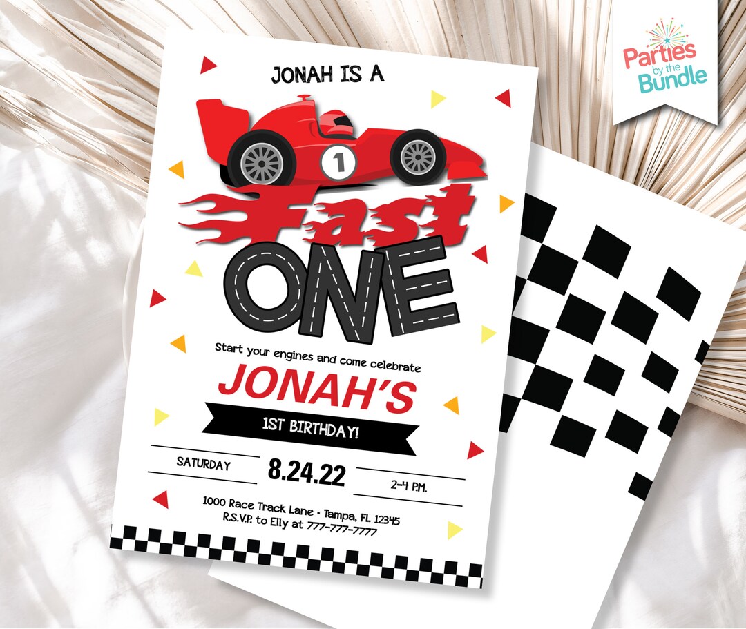 Fast One 1st Birthday Invitation Red Race Car First Birthday - Etsy