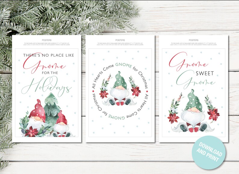 Gnome Christmas Party Posters, Gnome Printables, Gnome Christmas Decor ...