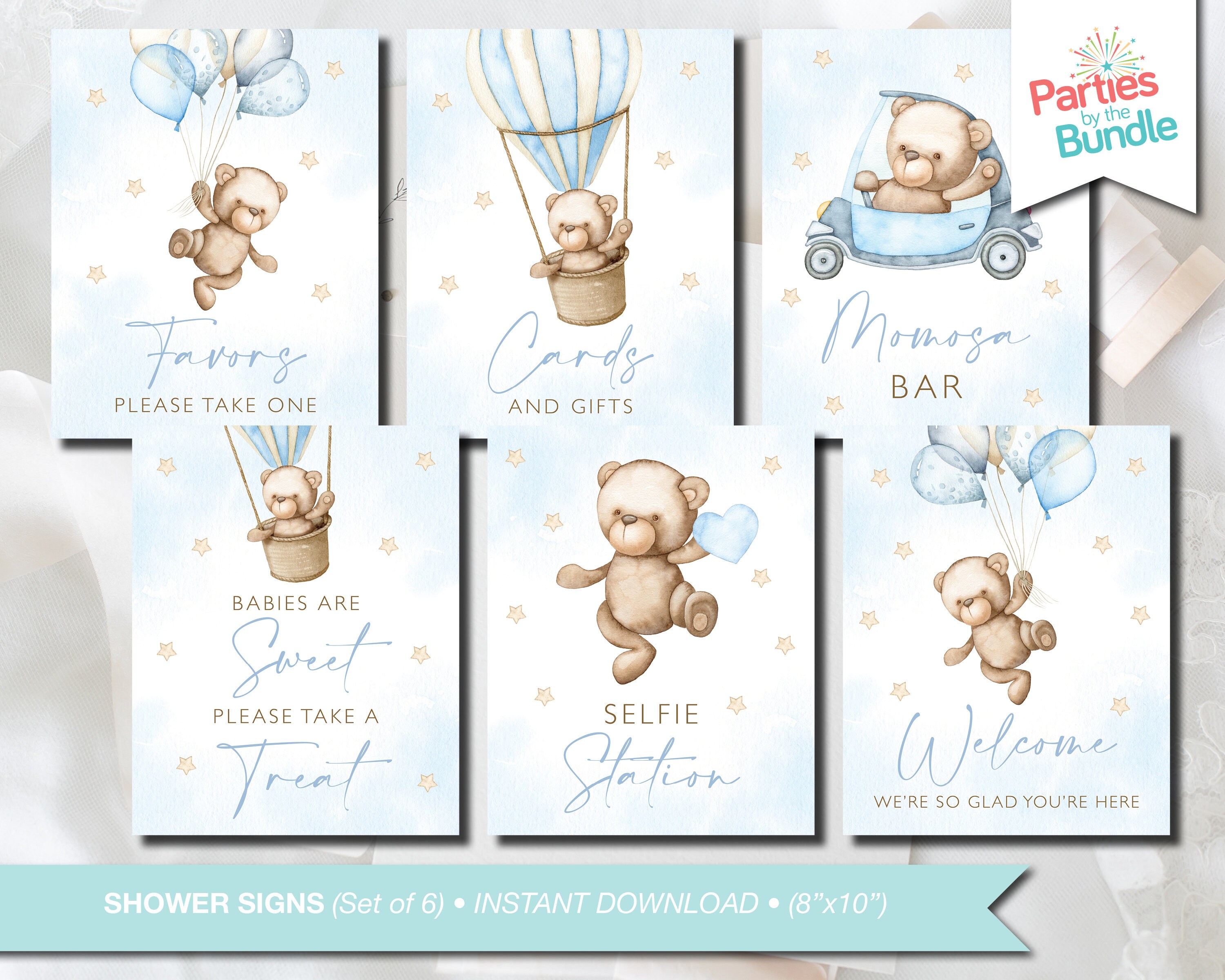 Teddy Bear Baby Shower Table Signs Blue Teddy Bear | Etsy